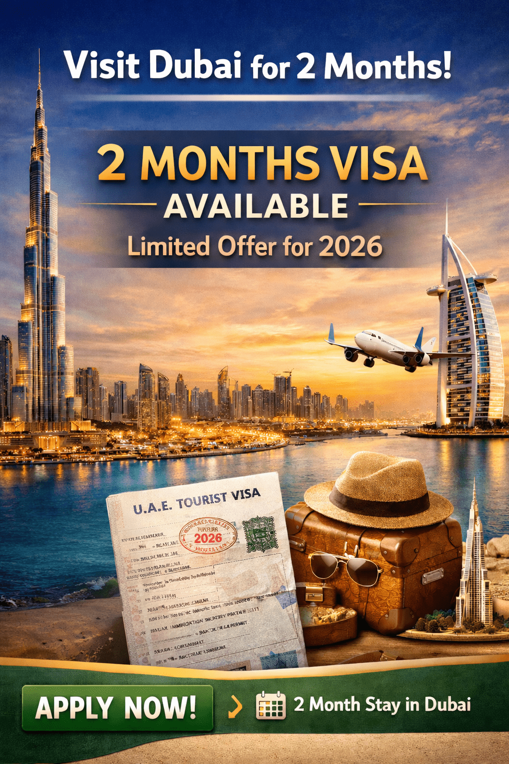 2 Months Visit Visa UAE Price at 275 AED only